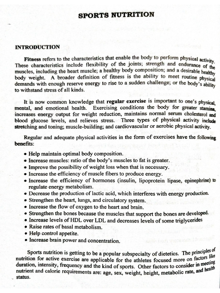 Sport Nutrition | PDF