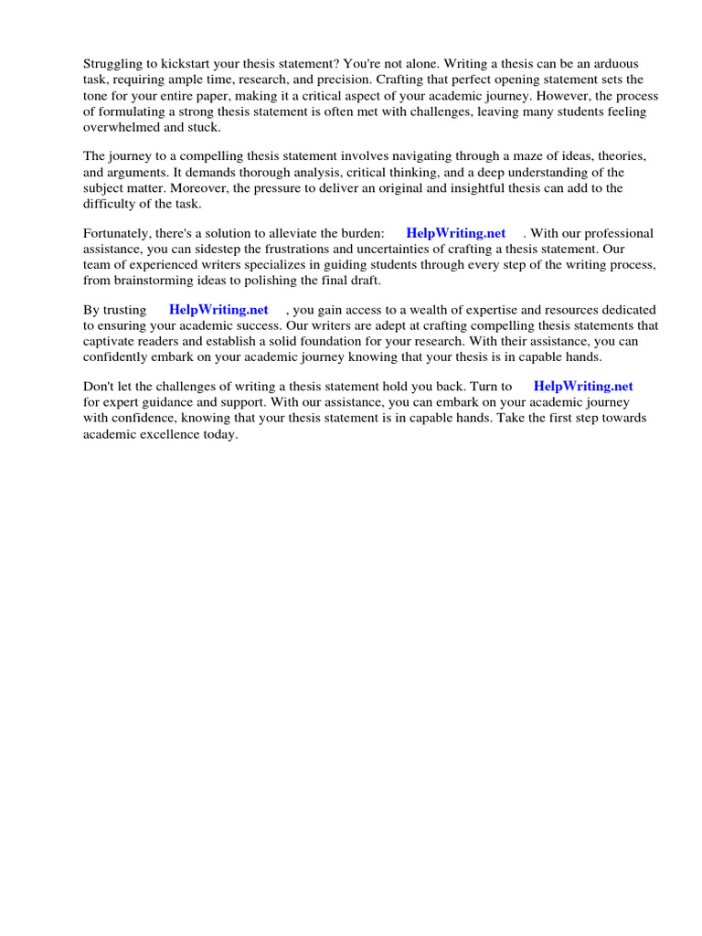 Good Ways To Start Off A Thesis Statement | PDF | Essays | Thesis