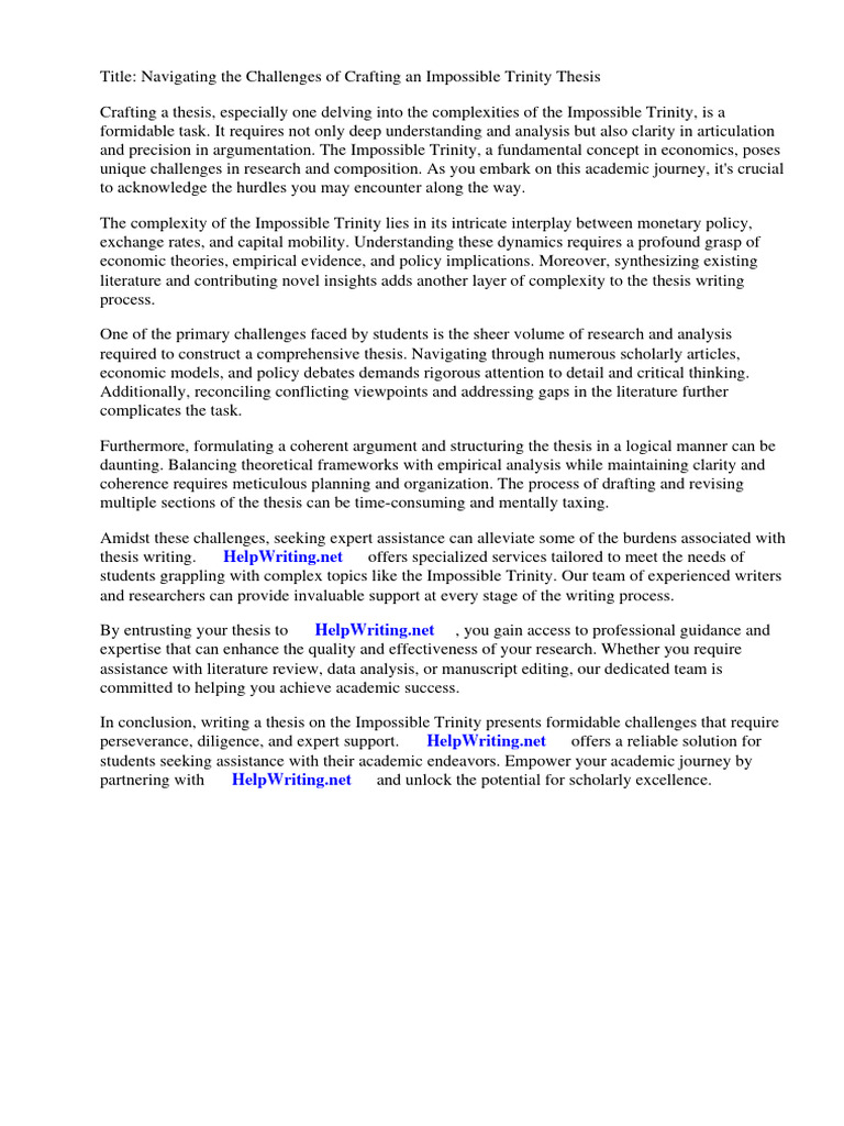 Impossible Trinity Thesis | PDF | Exchange Rate | Monetary Policy