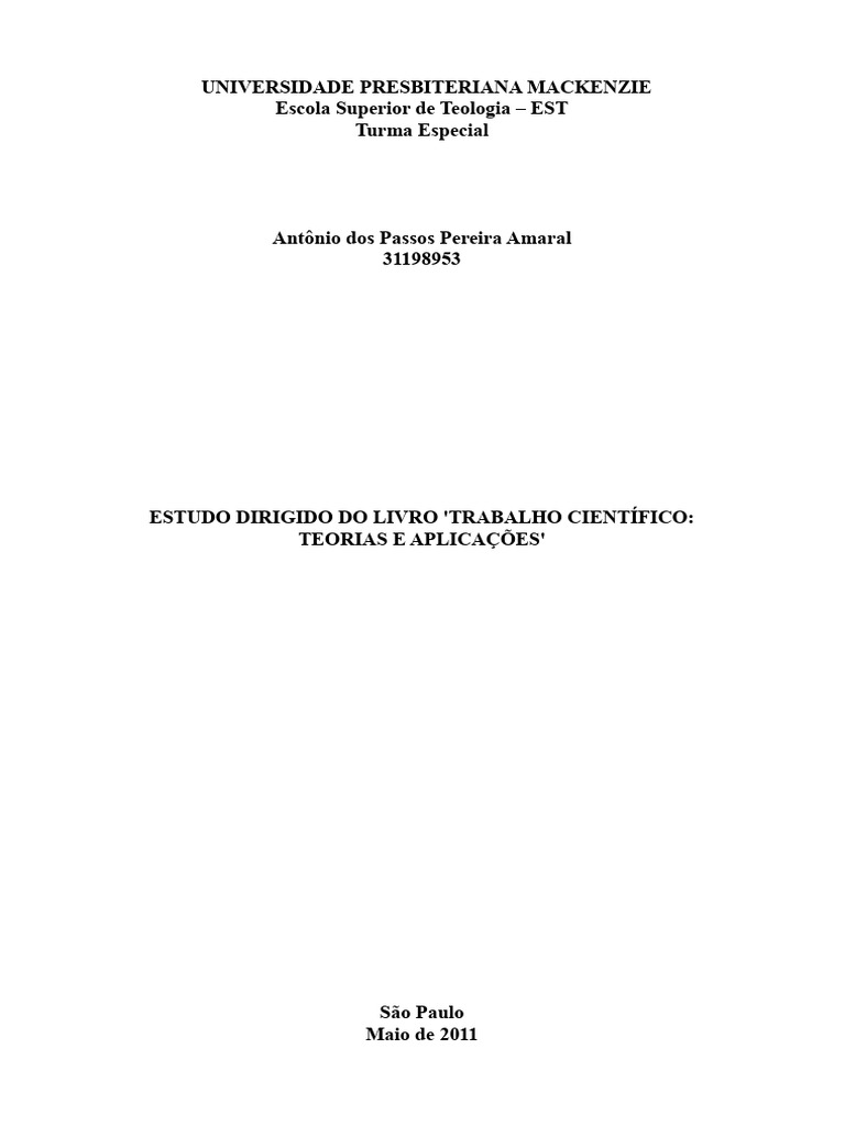 Resumo Do Livro Trabalho Científico Prof Edson Pdf Science Citação