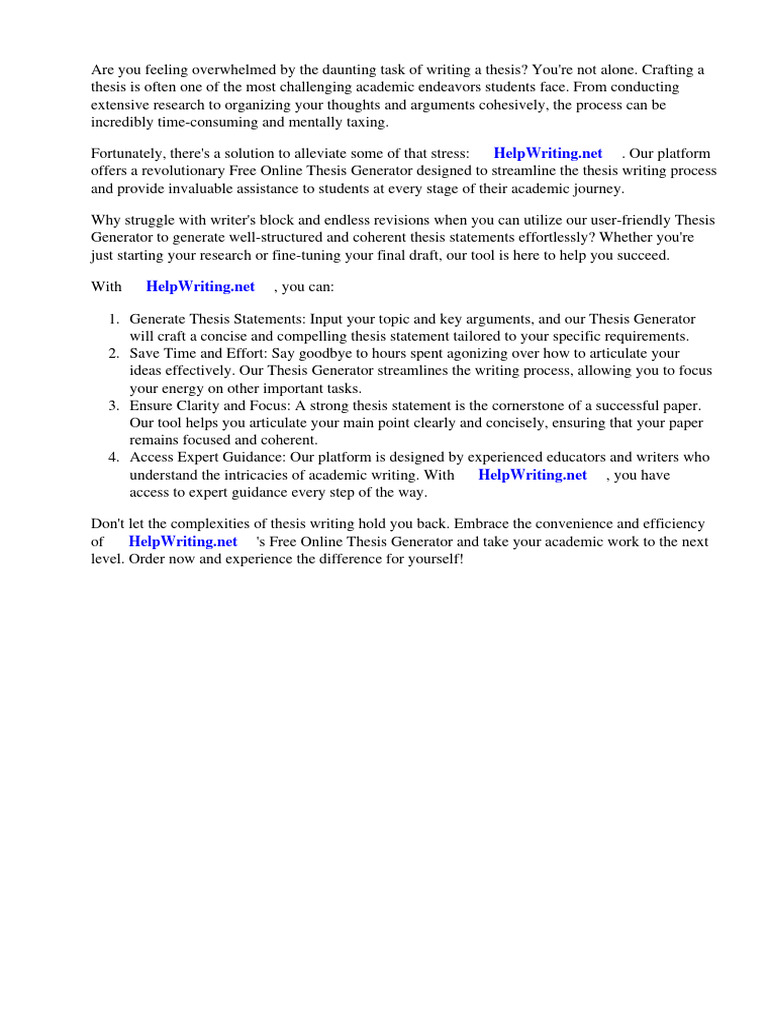 Free Online Thesis Generator | PDF | Essays | Thesis