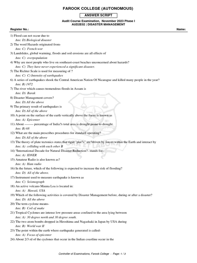 answer_script_20240204101554 | PDF | Natural Disasters | Earthquakes