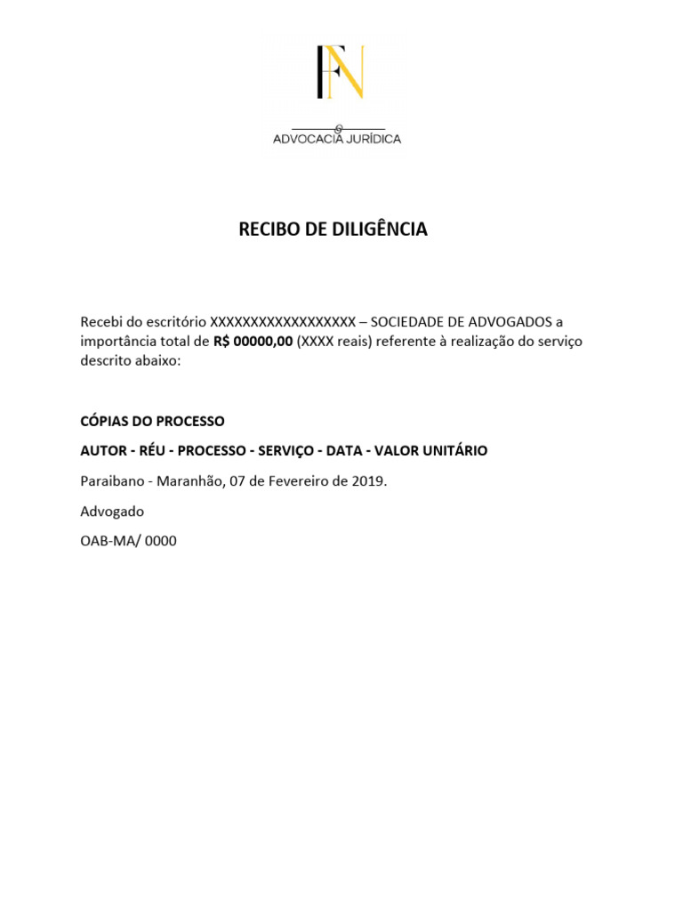 Modelo Recibo de Diligencias | PDF