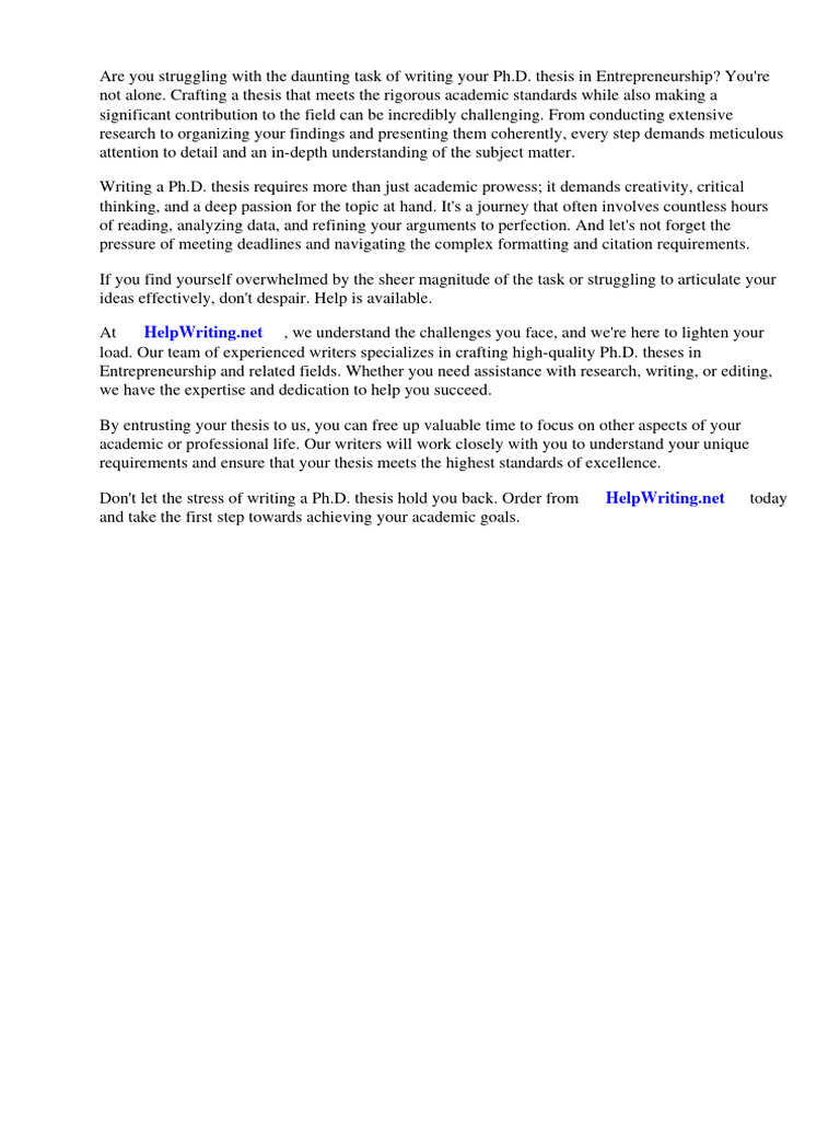 Example Phd Thesis In Entrepreneurship Pdf Thesis Science