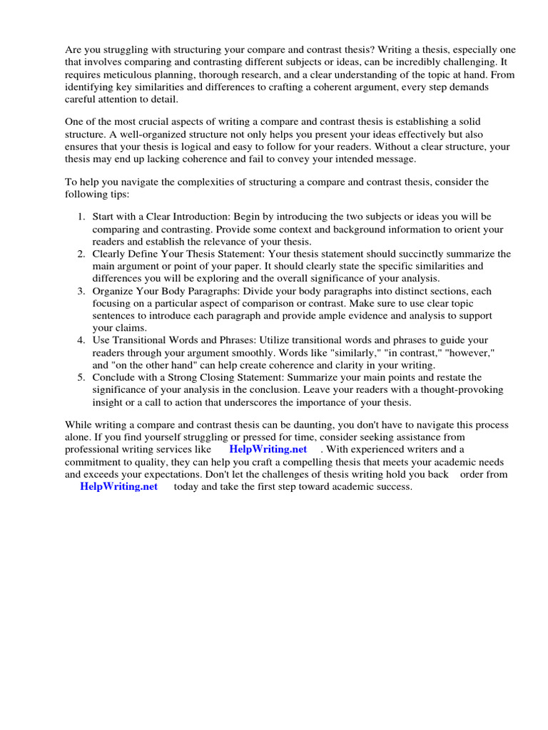 How To Structure A Compare and Contrast Thesis | PDF | Essays | Thought