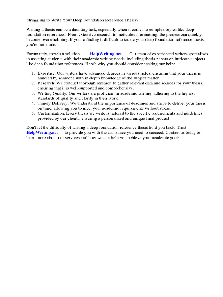 Deep Foundation Reference Thesis | PDF | Deep Foundation | Foundation (Engineering)