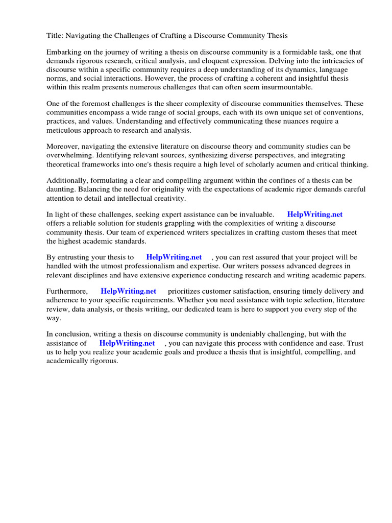 Discourse Community Thesis Pdf Discourse Communication