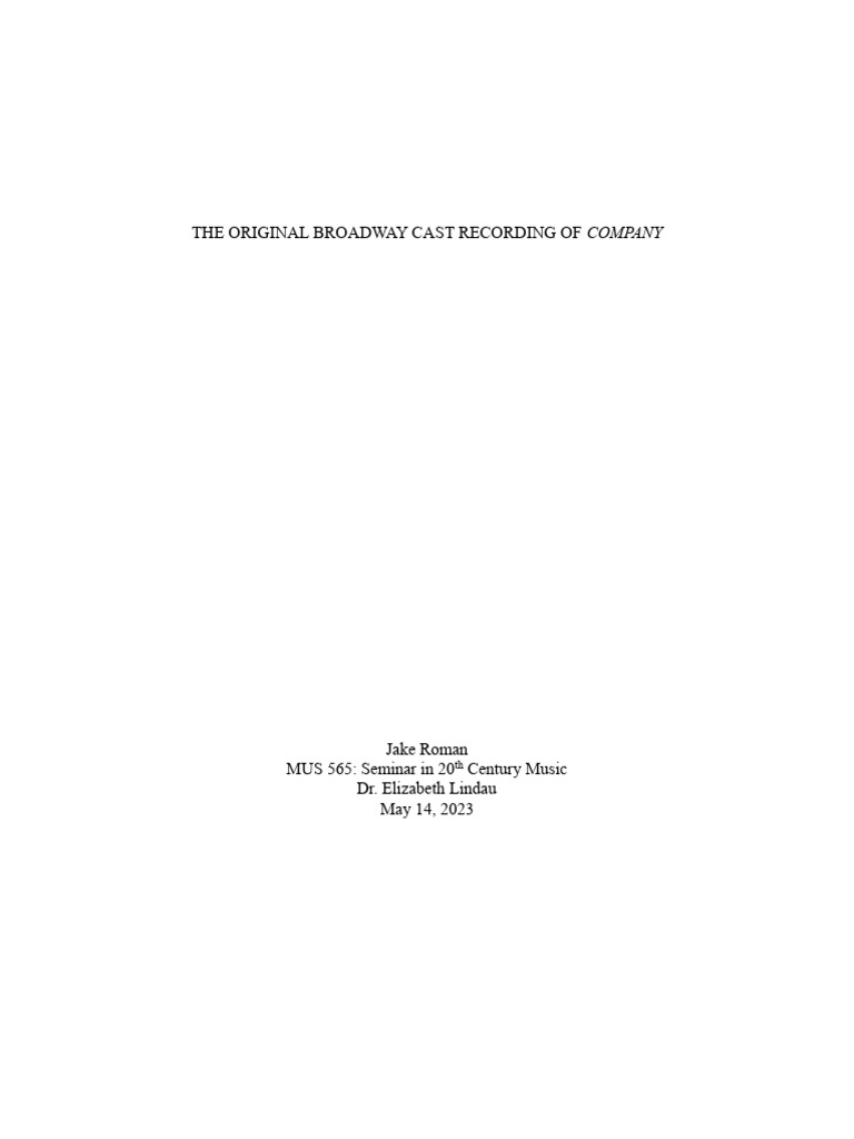 The Original Broadway Cast Recording of Company | PDF | Lp Record ...