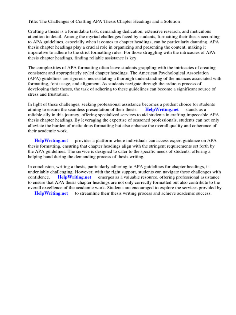 Apa Thesis Chapter Headings | PDF | Apa Style | Thesis