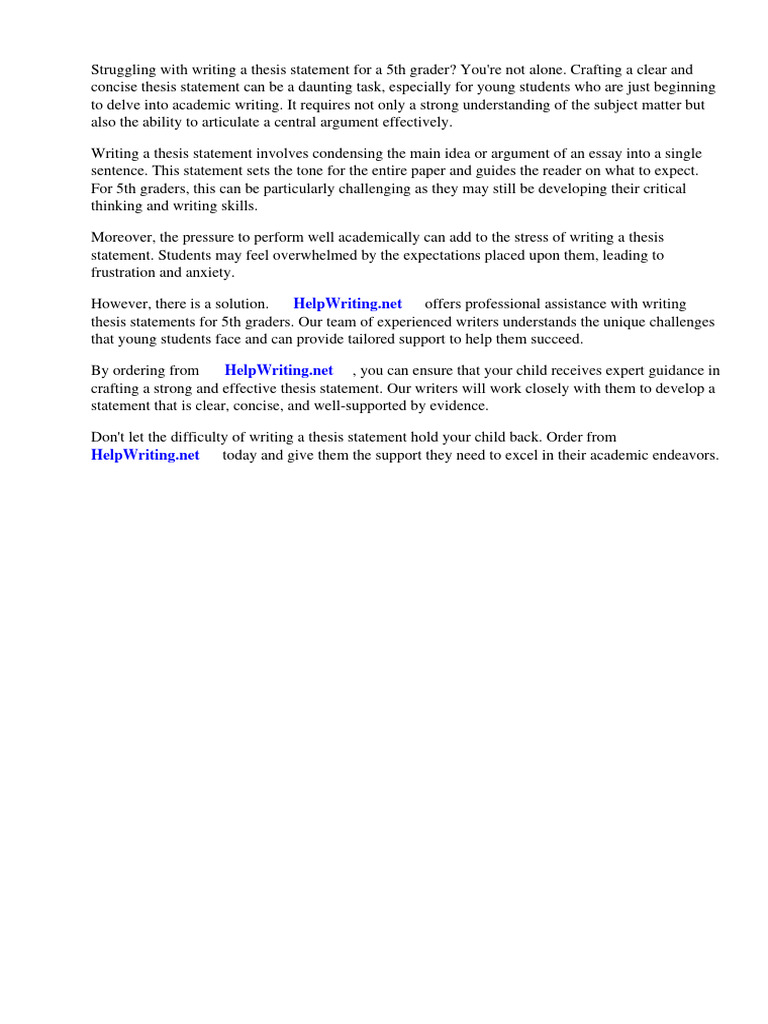 Thesis Statement for 5th Graders | PDF | Essays | Thesis