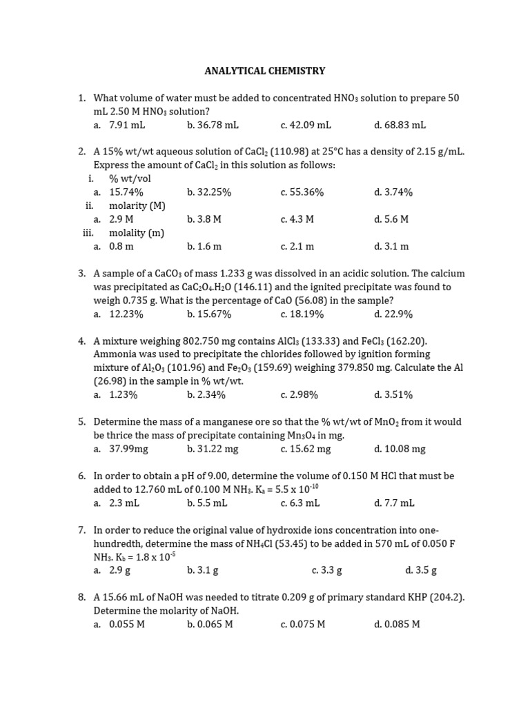 Arc Anachem Questions | PDF | Chemical Substances | Chemistry