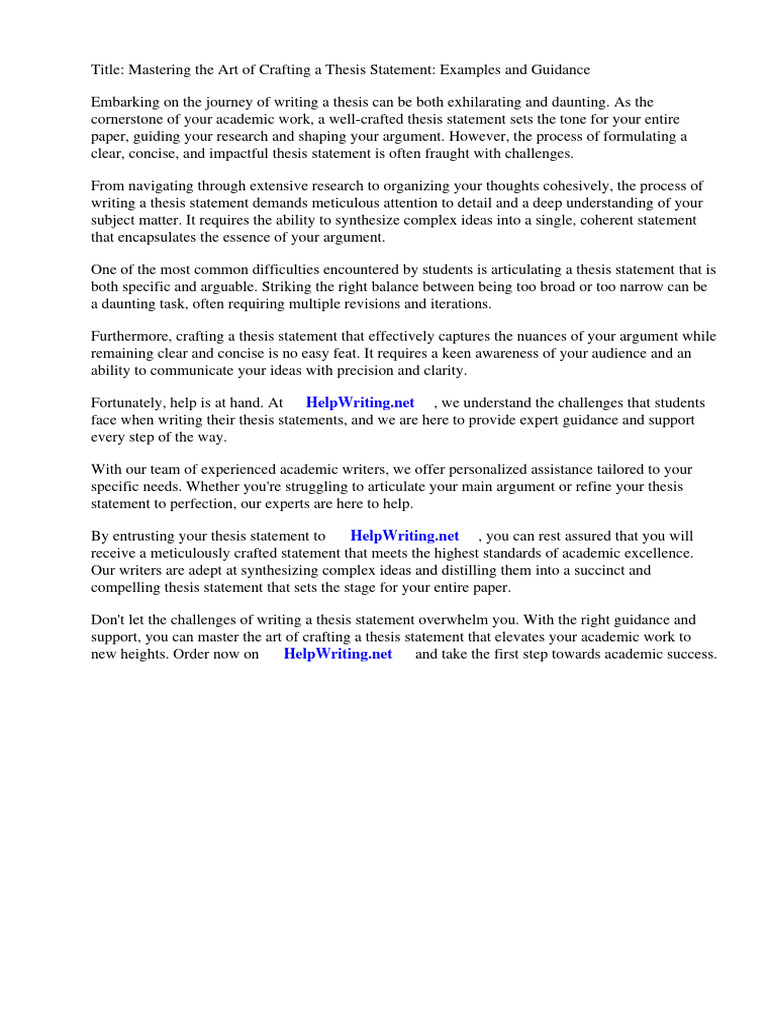 How To Write A Thesis Statement Examples | PDF | Essays | Thesis