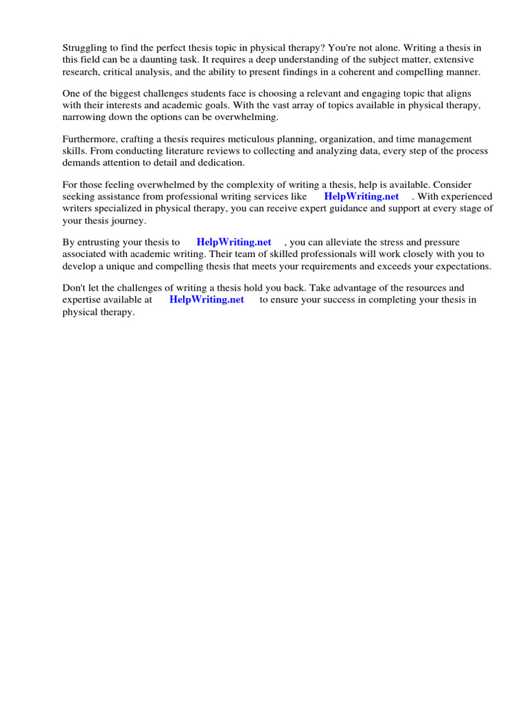 Thesis Topics in Physical Therapy | PDF | Physical Therapy | Thesis