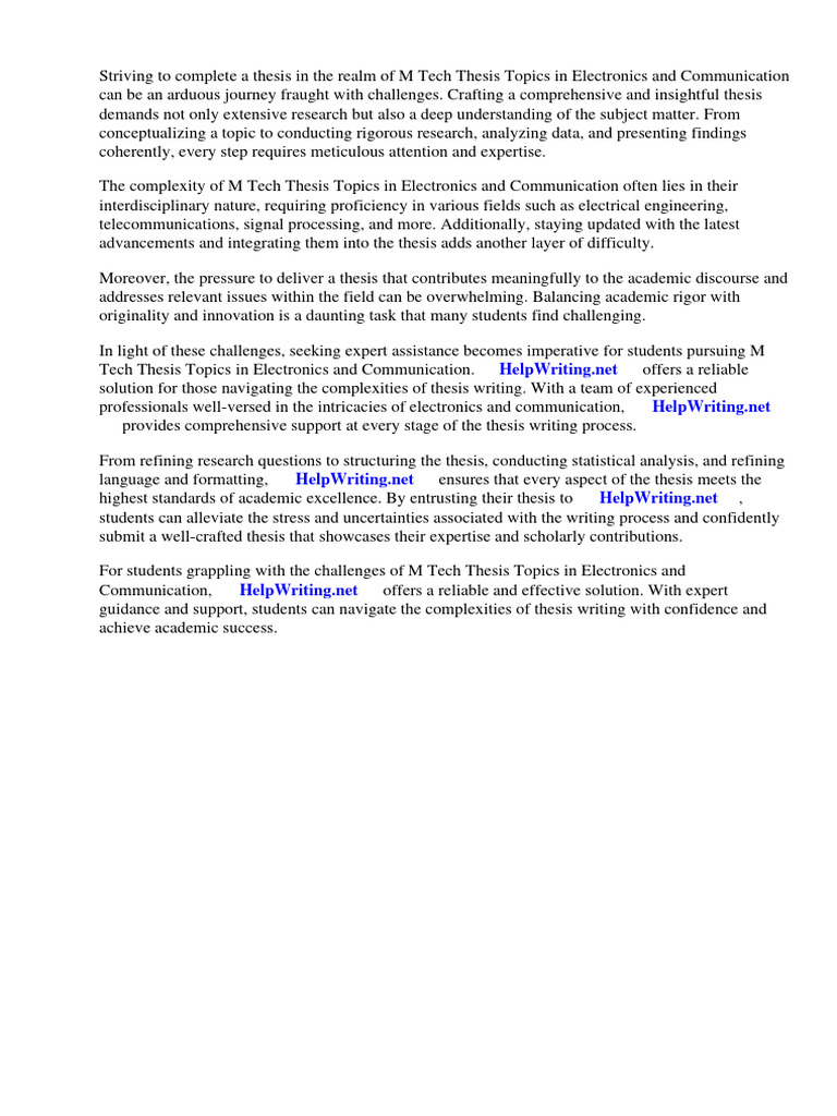 M Tech Thesis Topics in Electronics and Communication | PDF | Thesis ...