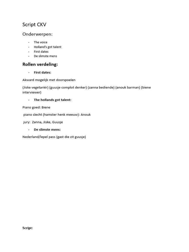 Script CKV Cabaret | PDF