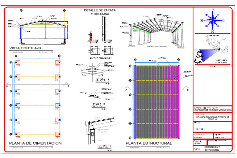 Techado cancha-PLANTAS | PDF | Ingeniería estructural | Ingeniero civil