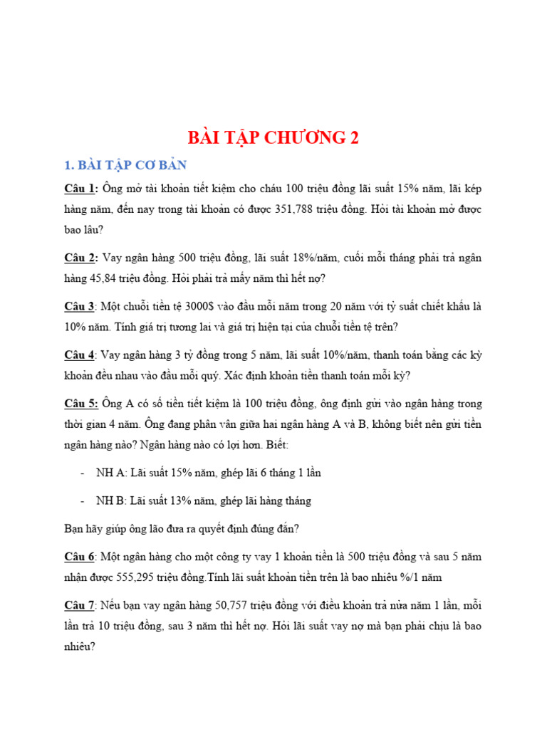 Bai Tap Chuong 2 | PDF