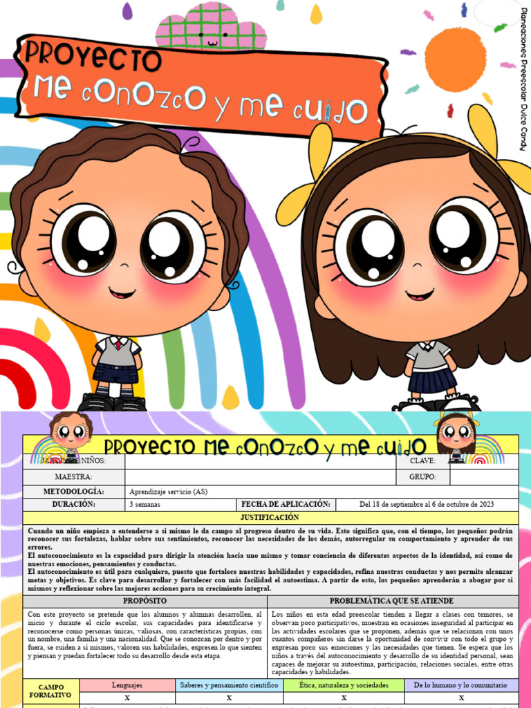 Proyecto Me Conozco y Me Cuido Dulce Candy | Descargar gratis PDF | Educación de la primera ...