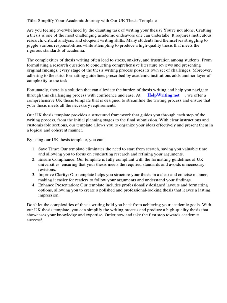 Uk Thesis Template | PDF | Thesis | Apa Style