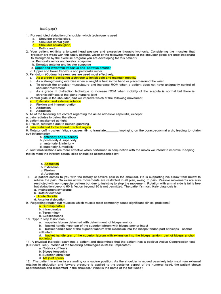 MSK Paper | PDF | Anatomical Terms Of Motion | Shoulder