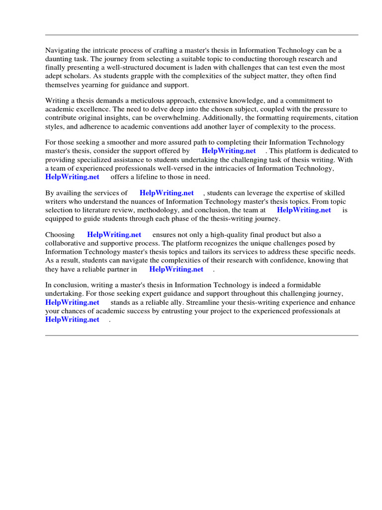Information Technology Master Thesis Topics | PDF | Thesis | Project ...