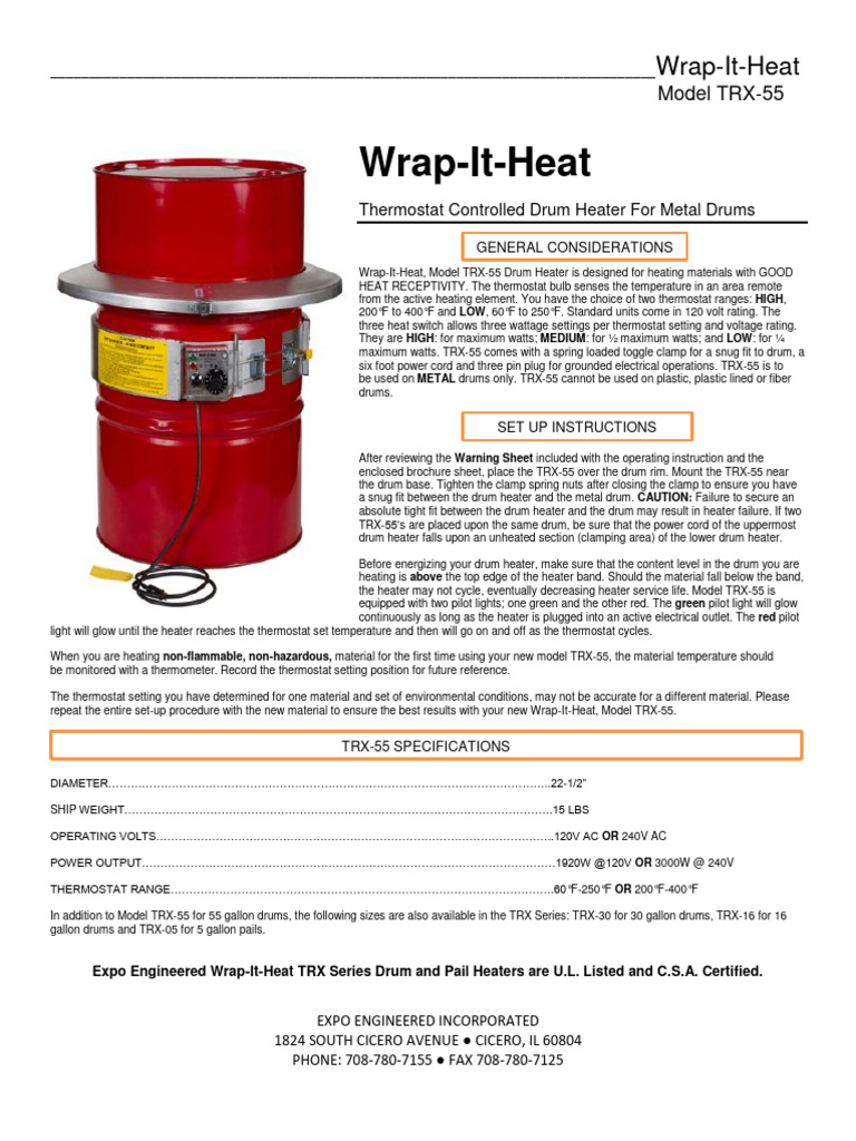 wrap-it-heat-trx-55-band-heater---brochure | PDF | Thermostat | Heat