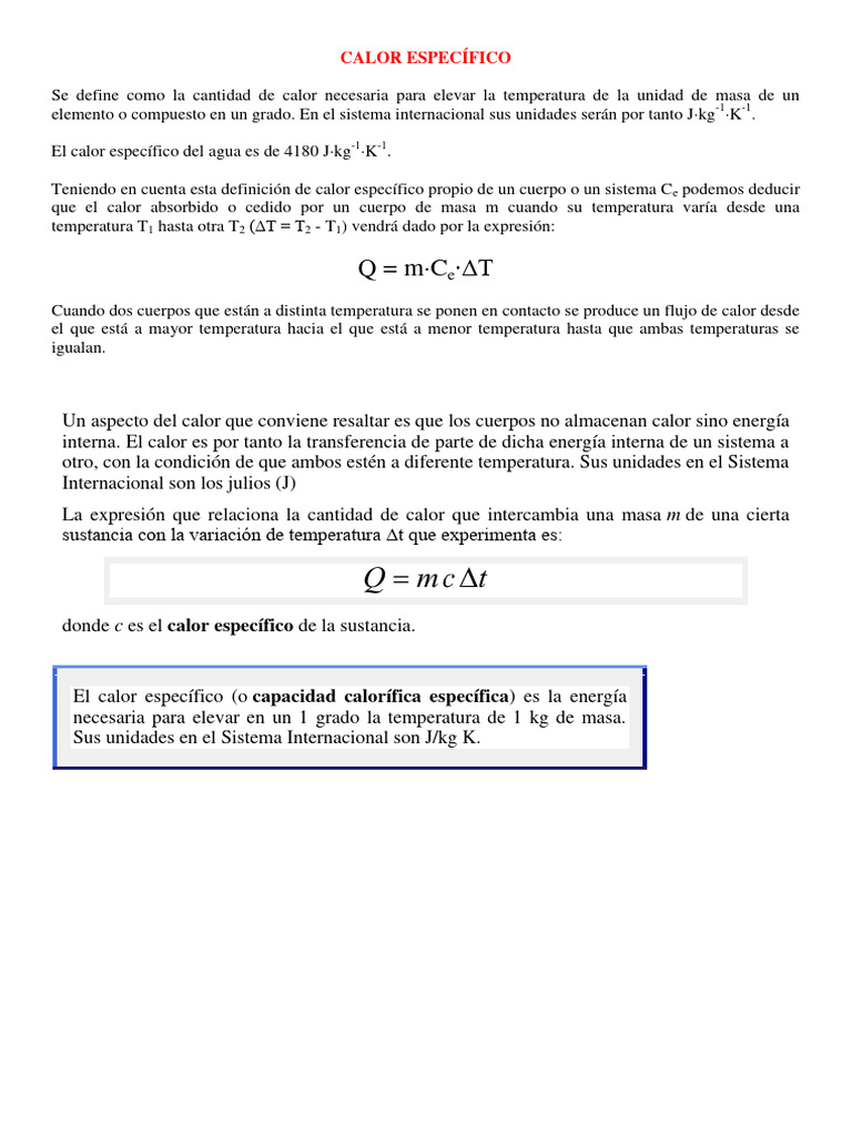 CALOR_ESPECIFICO | PDF | Temperatura | Calor