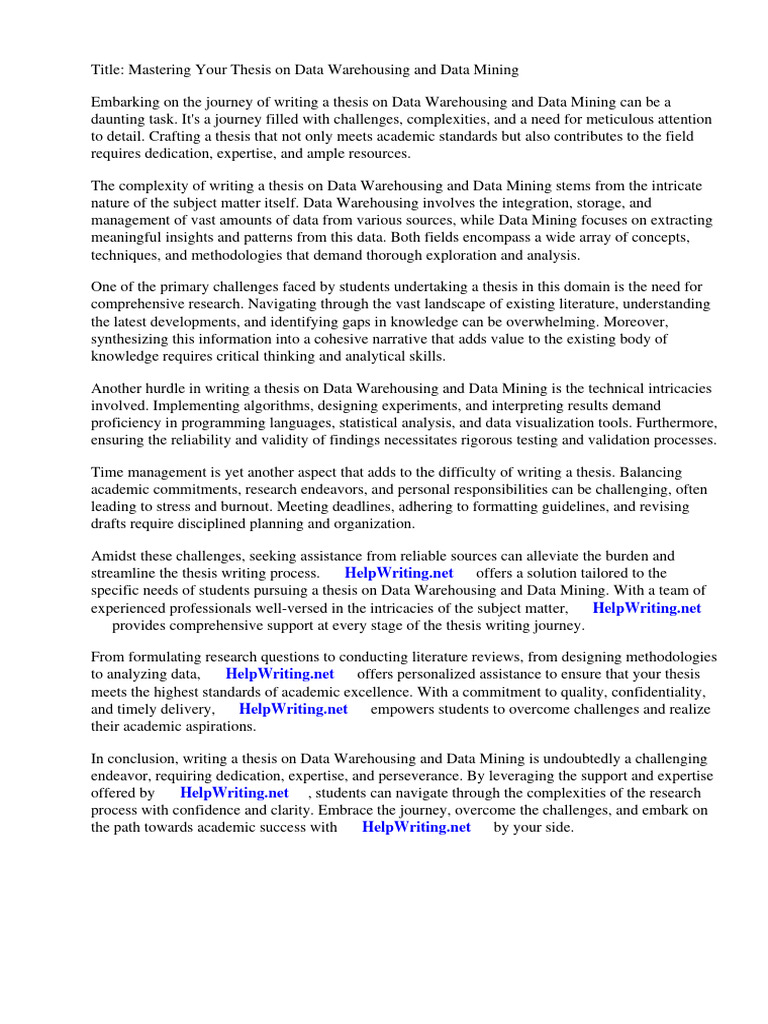 Thesis On Data Warehousing and Data Mining | PDF | Data Warehouse ...