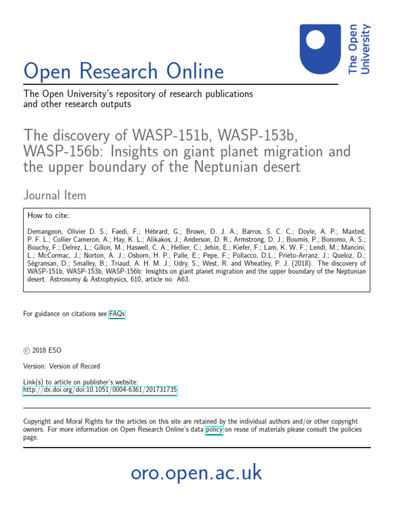 2018 Demangeon - Insights On Giant Planet Migration and The Upper ...