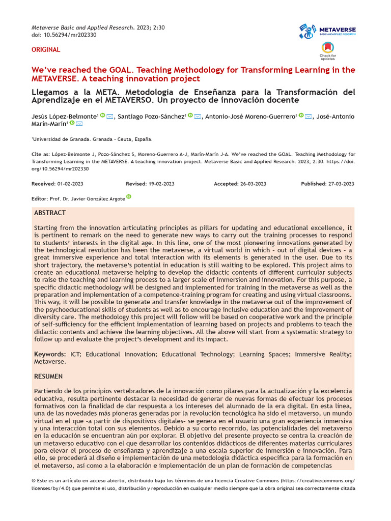 We ve reached the GOAL Teaching Methodology for Transforming Learning ...