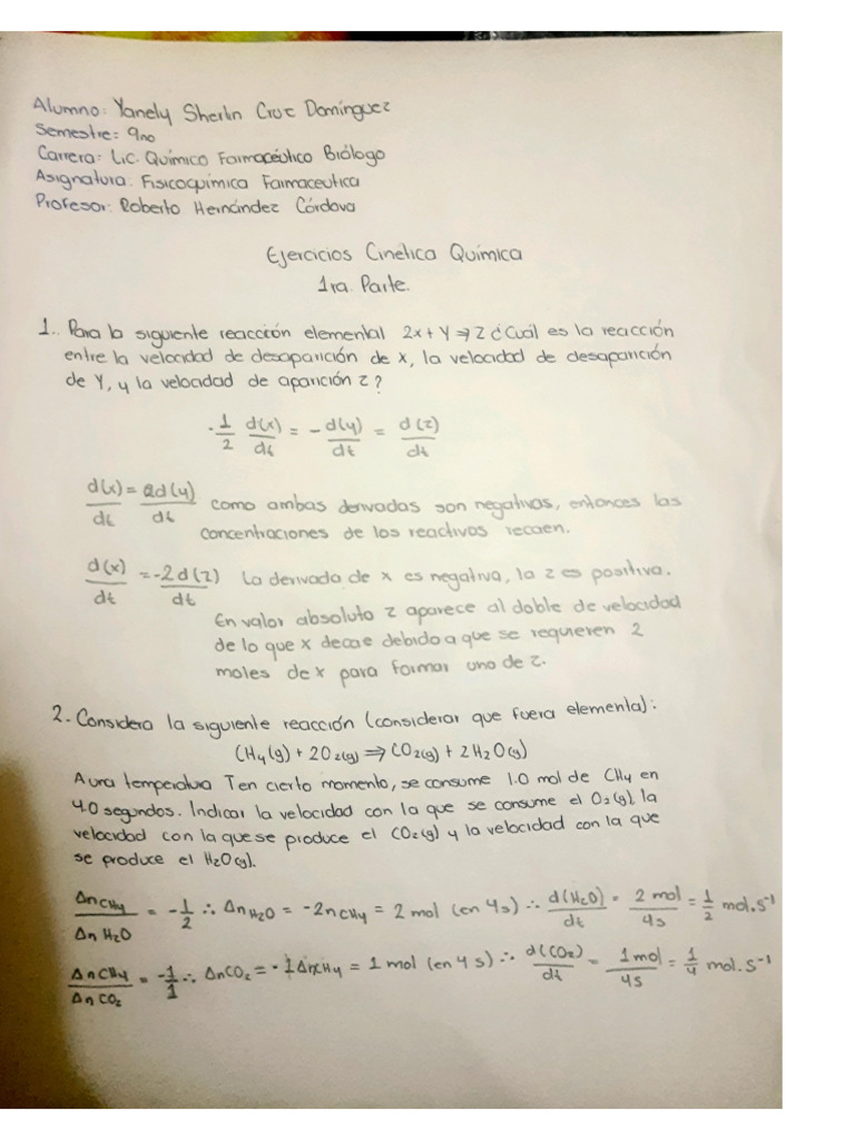 Ejercicios Cinética Química | PDF