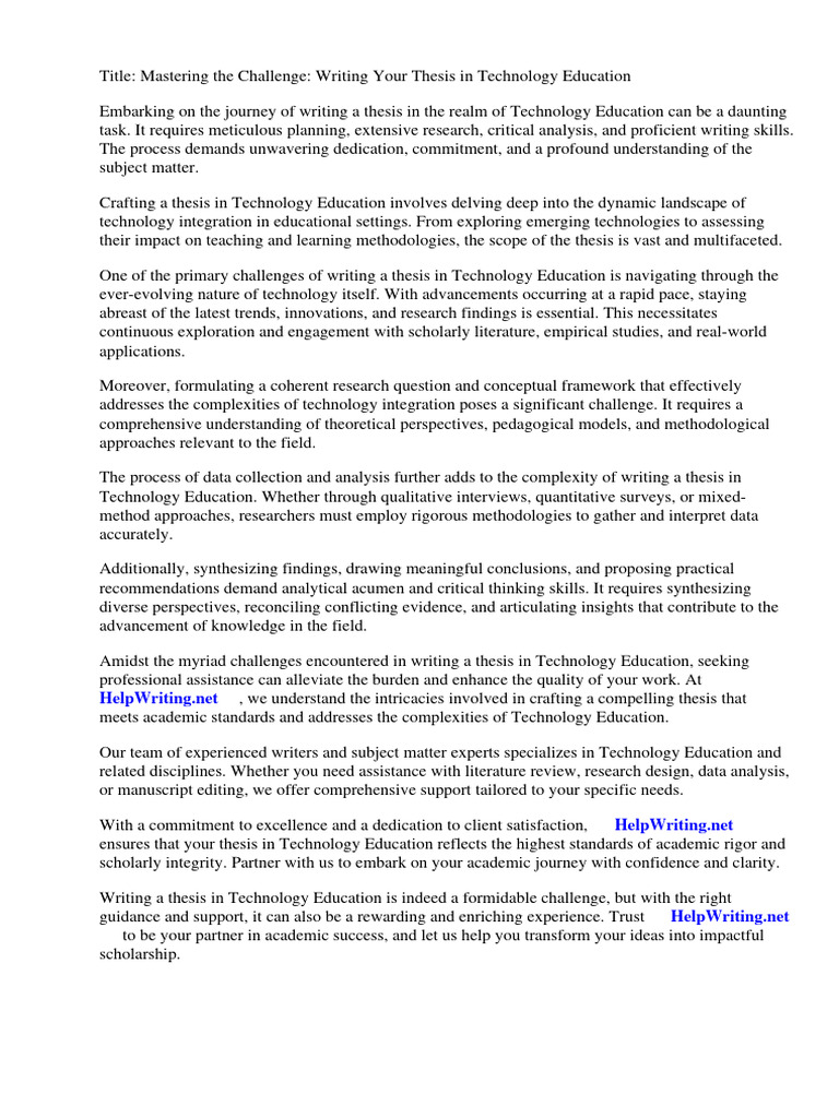 Thesis Technology Education | PDF | Methodology | Thesis