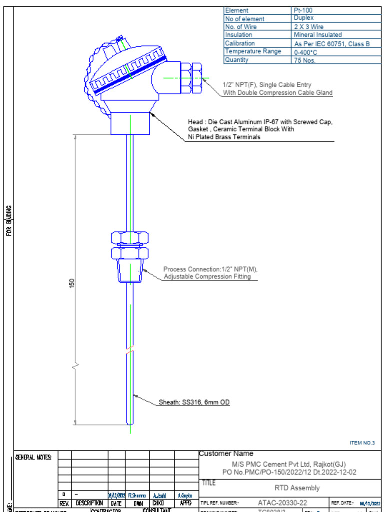 RTD Assembly Specifications for PMC | PDF | Technology & Engineering