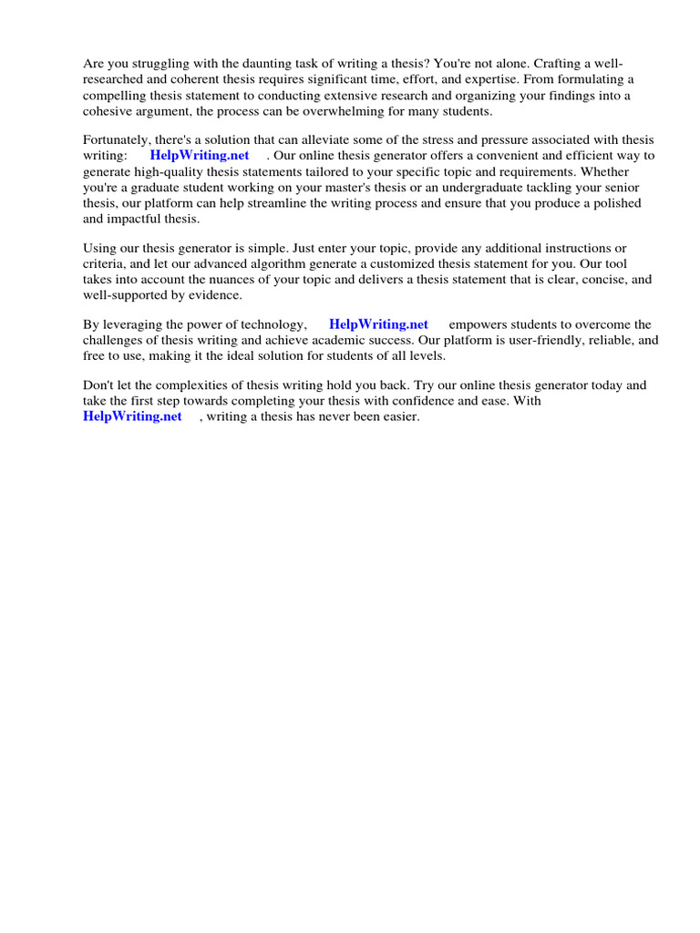 Thesis Generator Online Free | PDF | Essays | Thesis