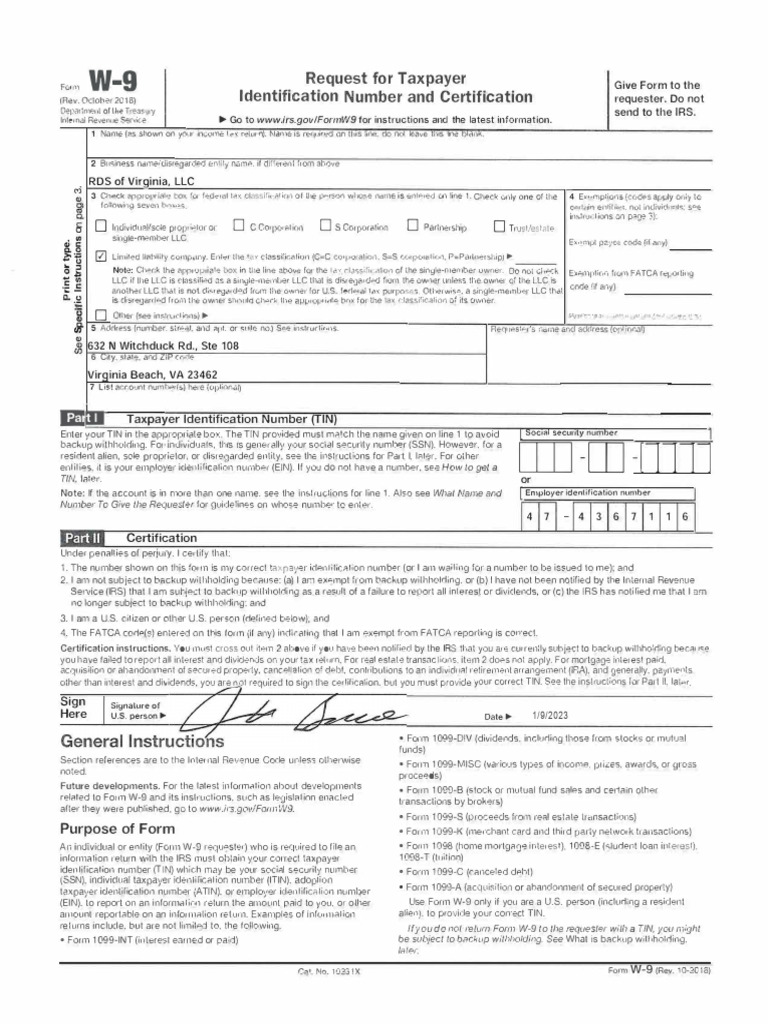 RDS W9 2023 | PDF | Individual Retirement Account | Government Finances