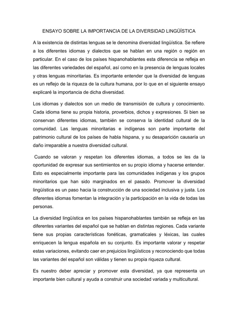 Importancia de La Diversidad Linguistica | PDF | Lengua española | Dialecto