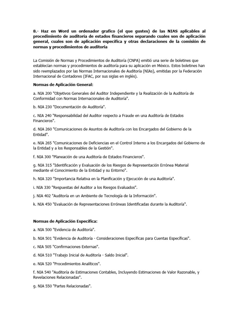 Punto 8 Actividad 3 Nias 2024 | PDF | Auditoría | Contralor