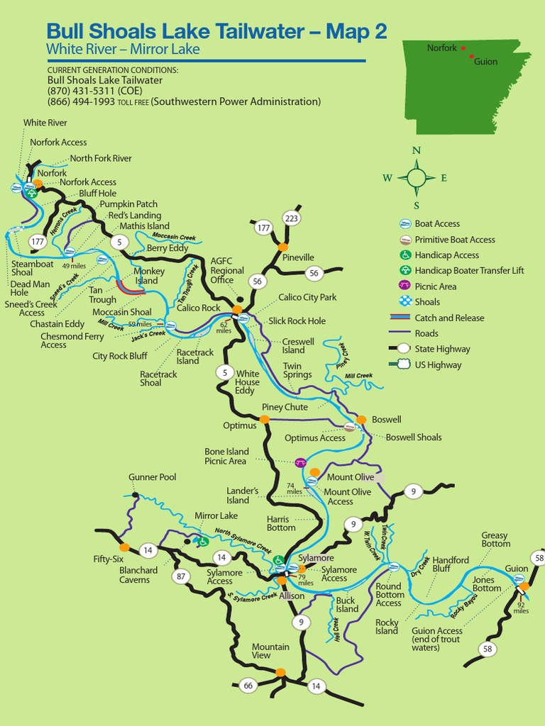 Arkansas Trout Fishing Guidebook - Bull Shoals Lake Tailwater – Map 2 ...