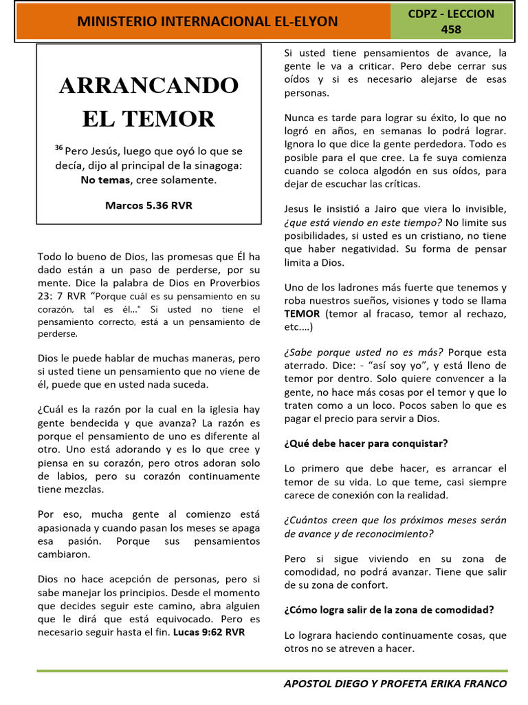 Arrancando El Temor | PDF | Dios | Pensamiento