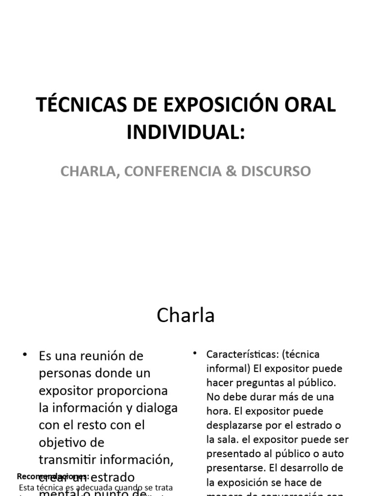 Técnicas de Exposición Oral Individual | PDF | Hablar en público ...