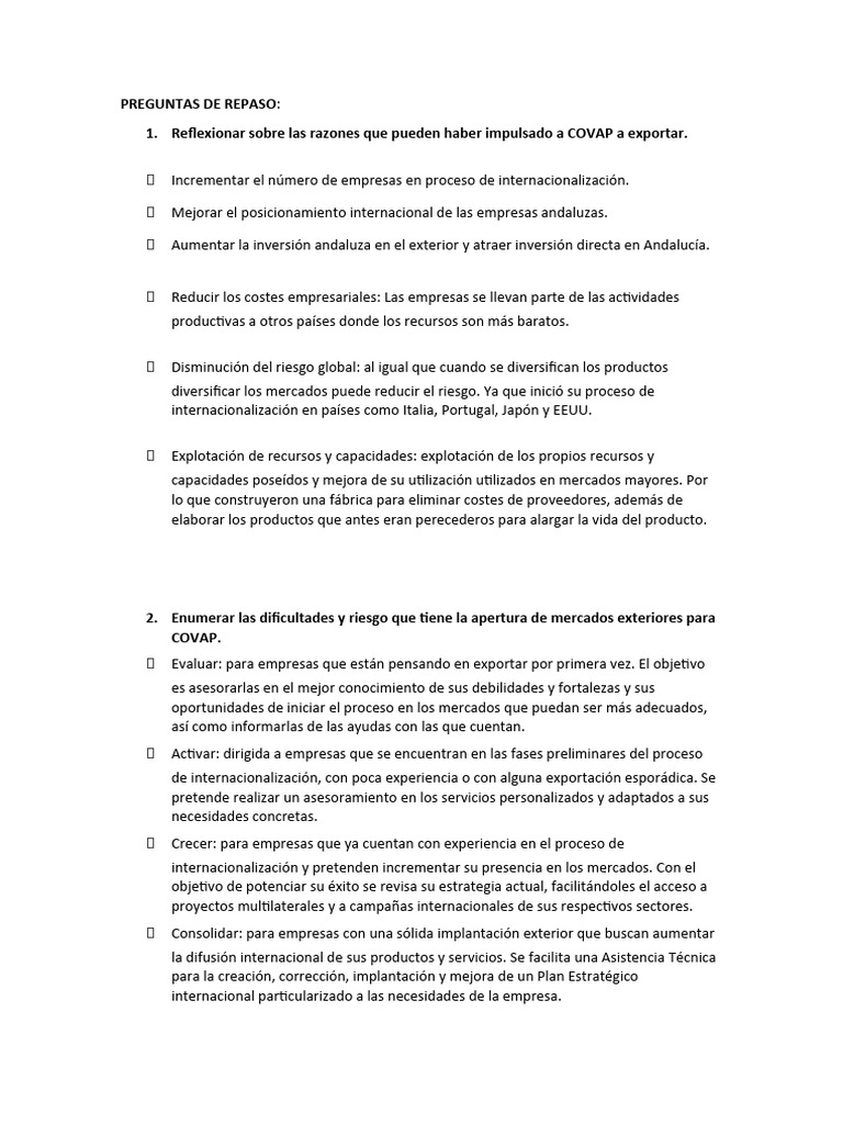 caso COVAP | PDF | Business | Exportaciones