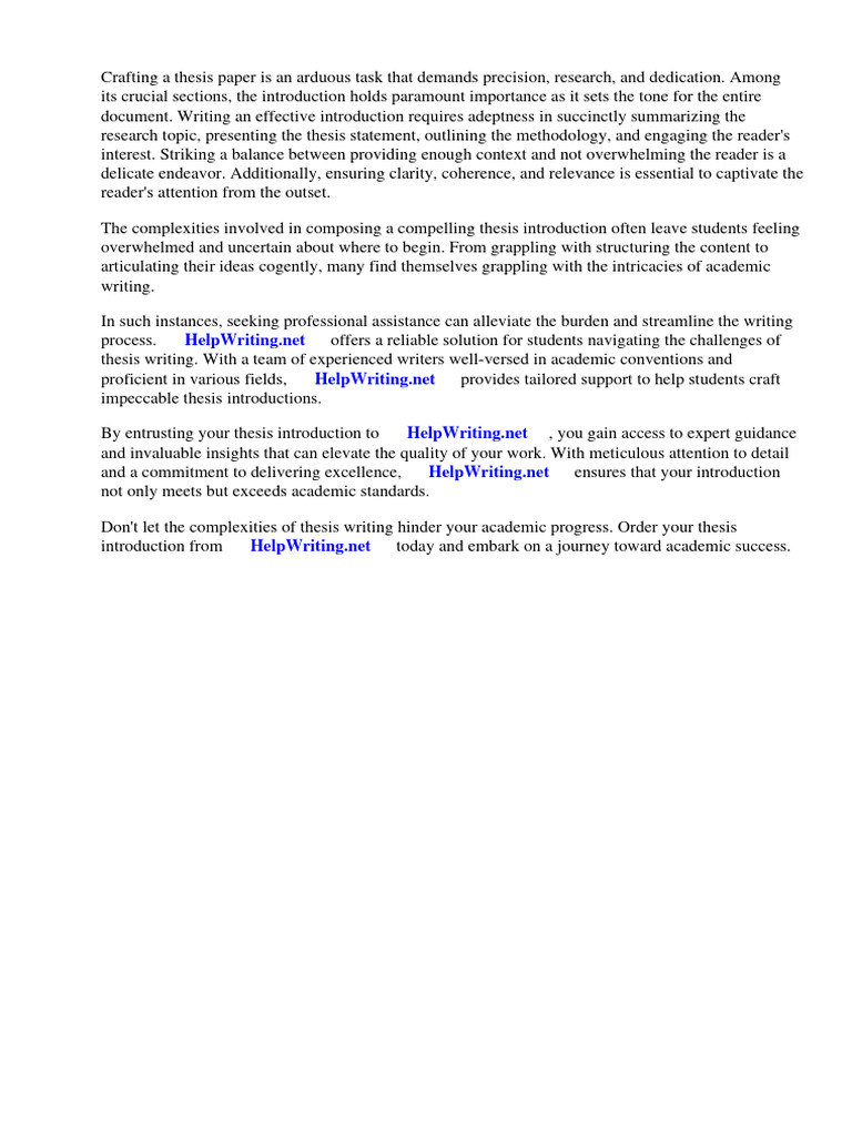 How To Write Introduction For Thesis Paper | PDF | Essays | Thesis