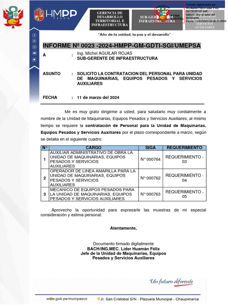 INFORME N°023 PERSONAL[R] | PDF