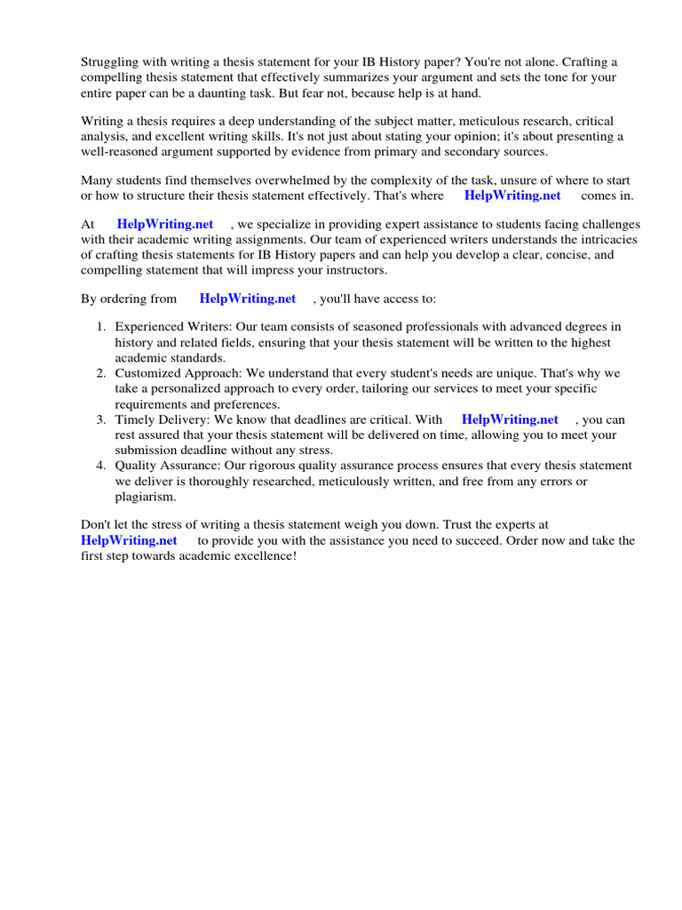 Ib History Thesis Statements | PDF | Essays | Thesis