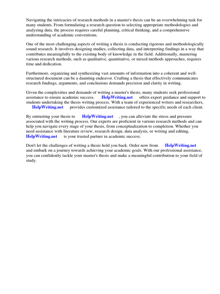Research Methods in Master Thesis | PDF | Methodology | Thesis