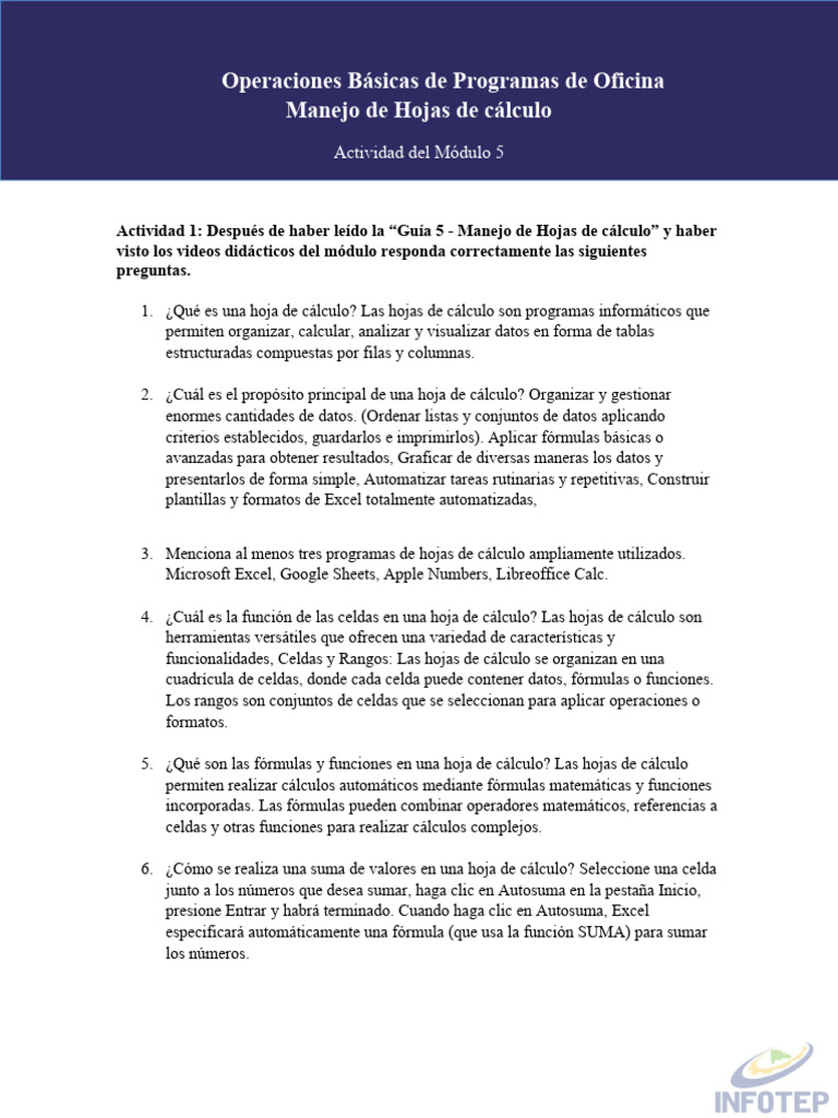 Actividad - Modulo 5 | PDF | Hoja de cálculo | Microsoft Excel