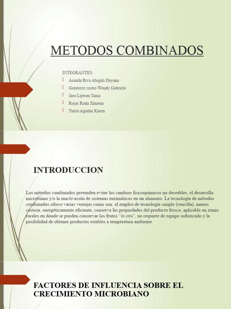 Conservación de Alimentos: Métodos Combinados | PDF | Conservación de ...