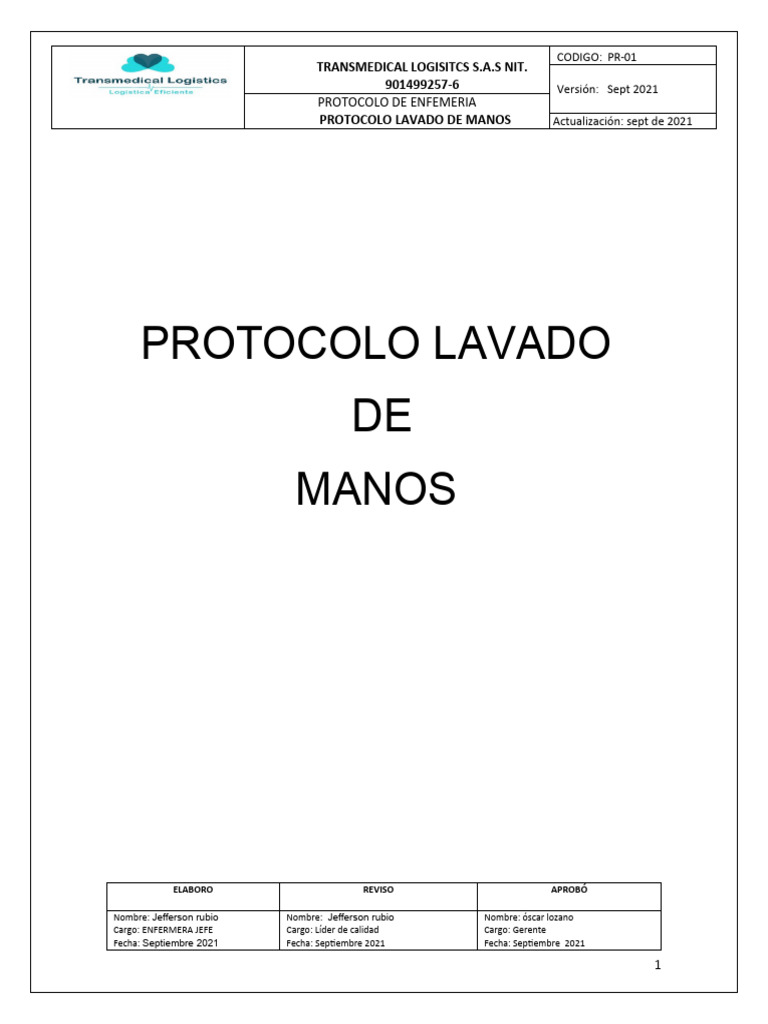 Protocolo Lavado de Manos 2021 | PDF | Lavado de manos | Especialidades Medicas