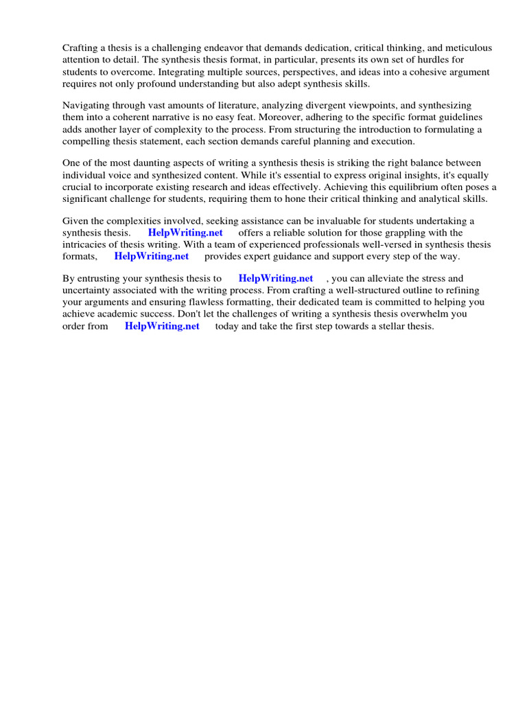 Synthesis Thesis Format | PDF | Apa Style | Essays
