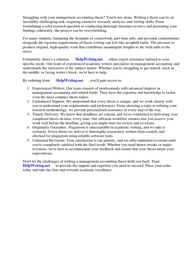 Management Accounting Thesis Sample | PDF | Management Accounting ...